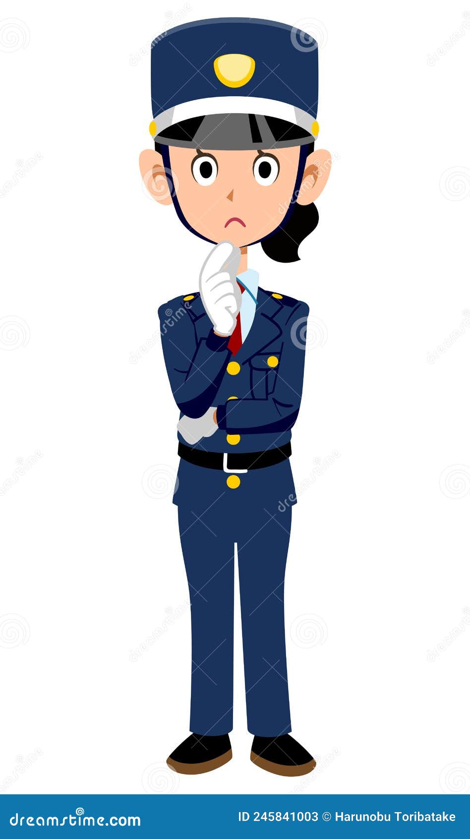 The Image of a Thinking Female Security Guard Stock Vector ...