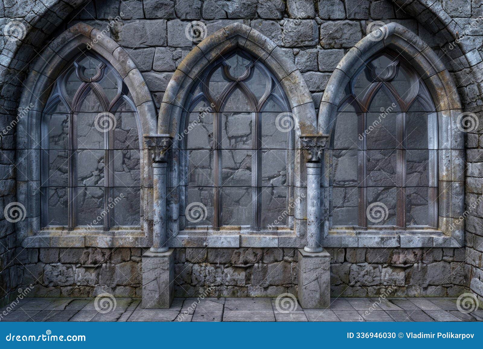 Image of Three Arched Windows in a Stone Wall, Often Used As ...