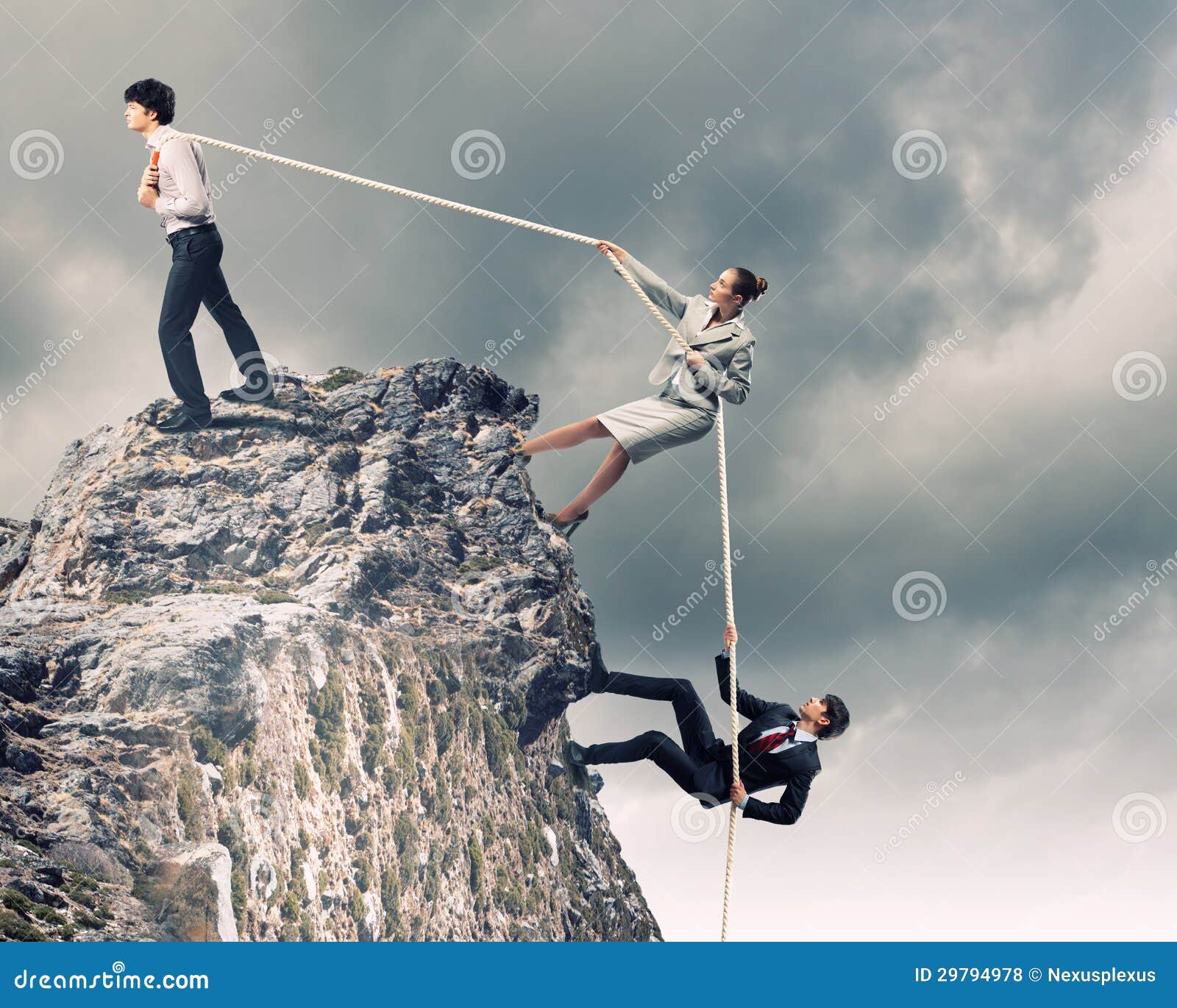 Three Business People Pulling Rope Stock Photo - Image of enterprise ...