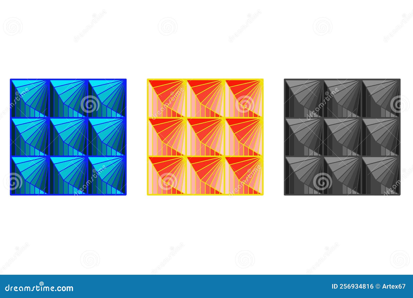 Image of Three Colored Squares with a Scaly Pattern Stock Vector ...