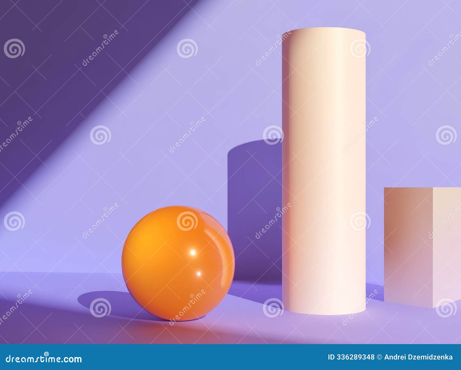 An Image of Three Cylinders and One Sphere Against a Purple Background ...