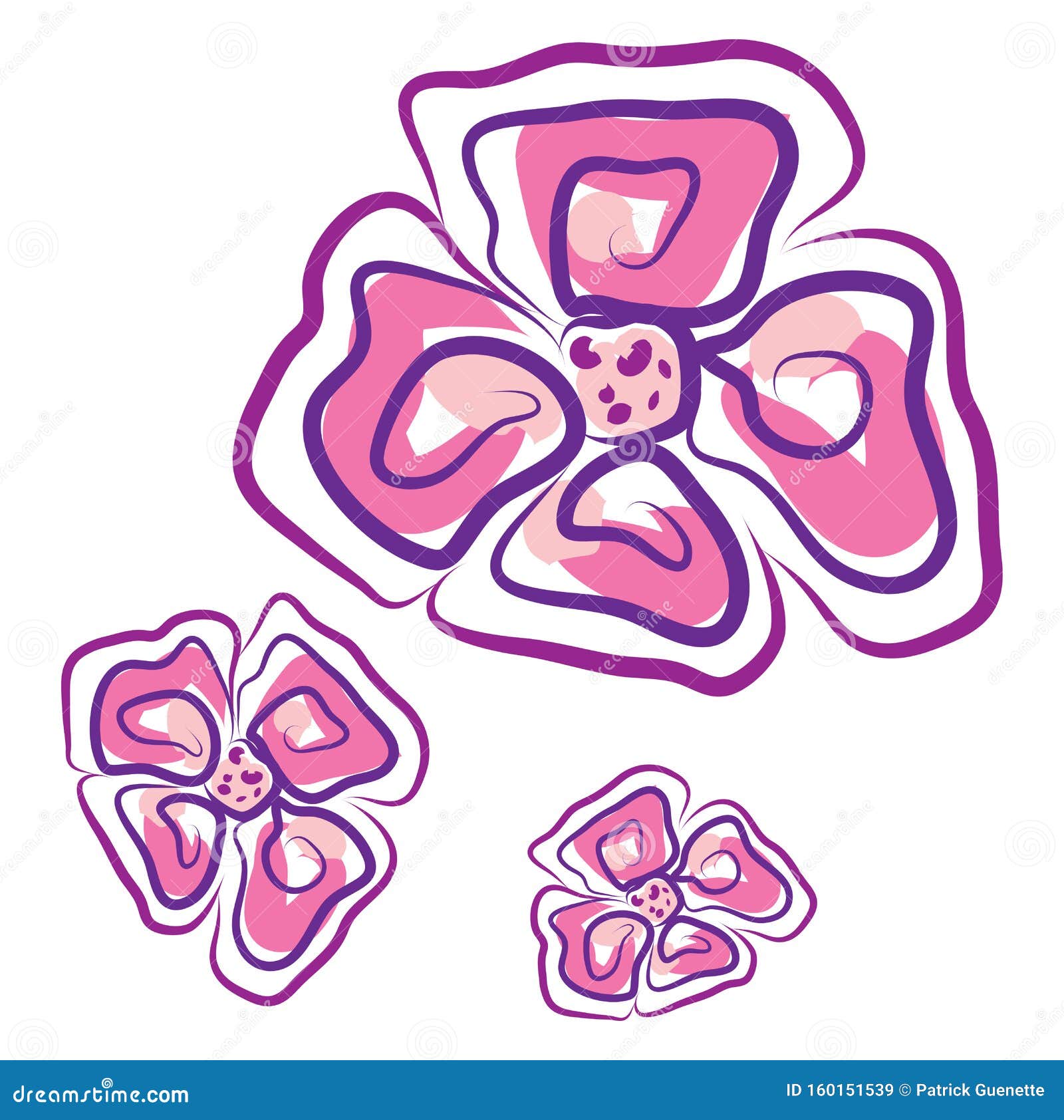 Three Flowers Vector or Color Illustration Stock Vector - Illustration ...
