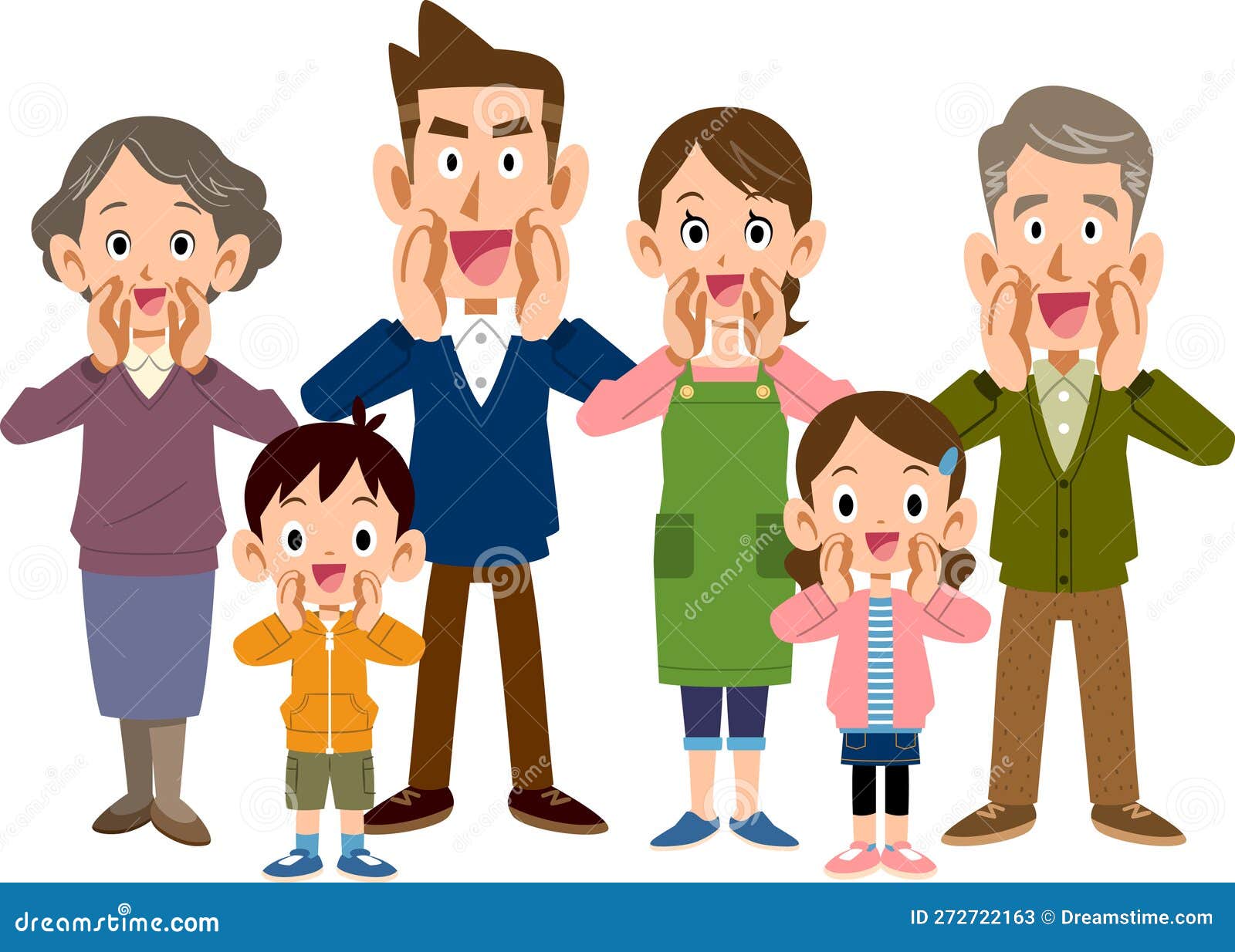 Three-generation Family Calling with a Smile Stock Vector ...