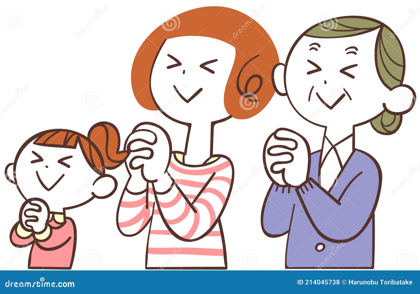Three Generations of Women Praying with Their Eyes Closed Stock Vector ...