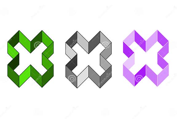 Image of Three Graphic Multi-colored Cross-shaped Figures Stock ...