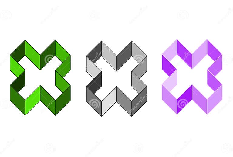 Image of Three Graphic Multi-colored Cross-shaped Figures Stock ...