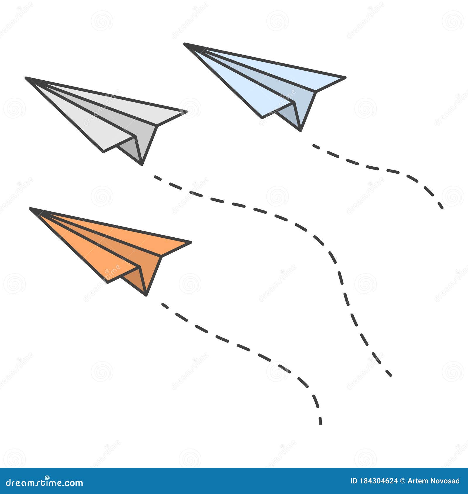 Image of Three Paper Planes Flying in the Same Direction with the ...