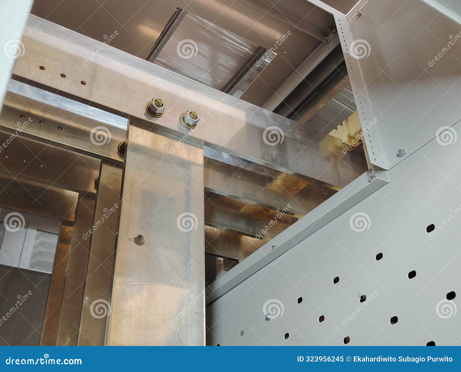 Image of Three Phase Copper Busbar Connection in Low Voltage ...