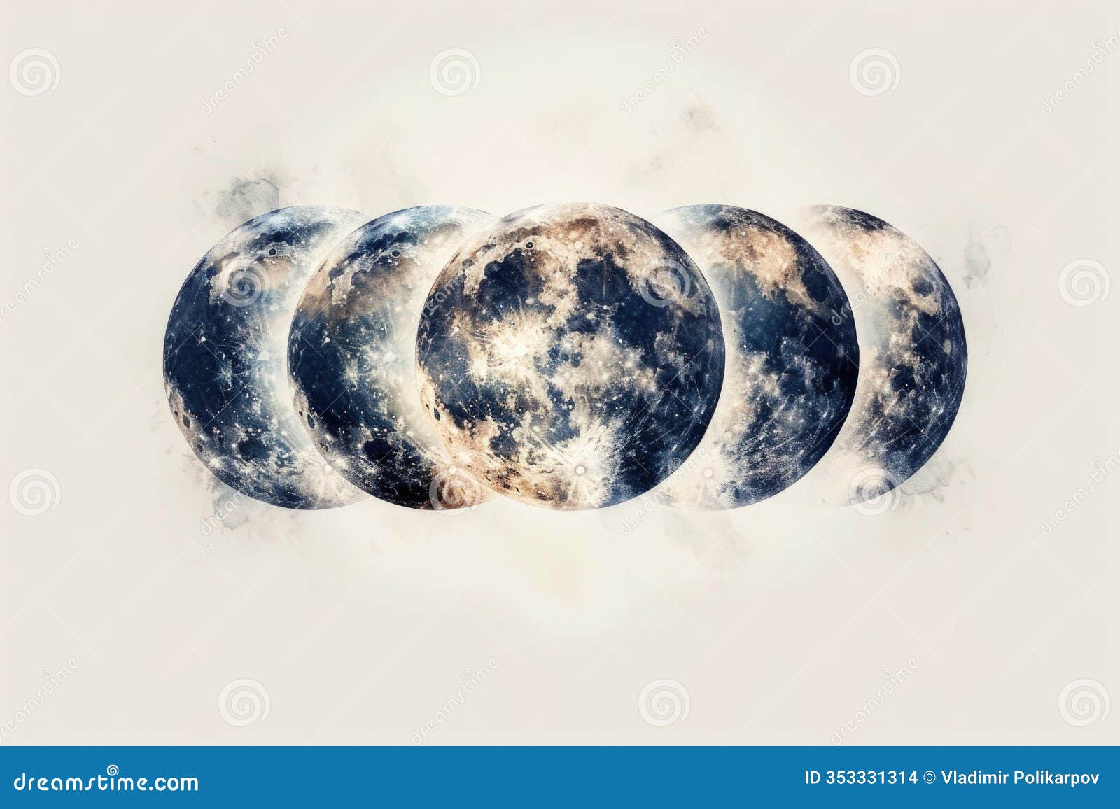 Image of Three Phases of the Moon in the Night Sky. Suitable for ...