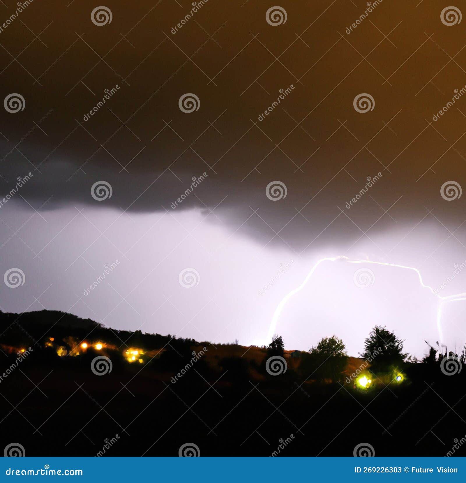 Image of Thunder Lightning Against Grey Stormy Sky with Copy Space ...