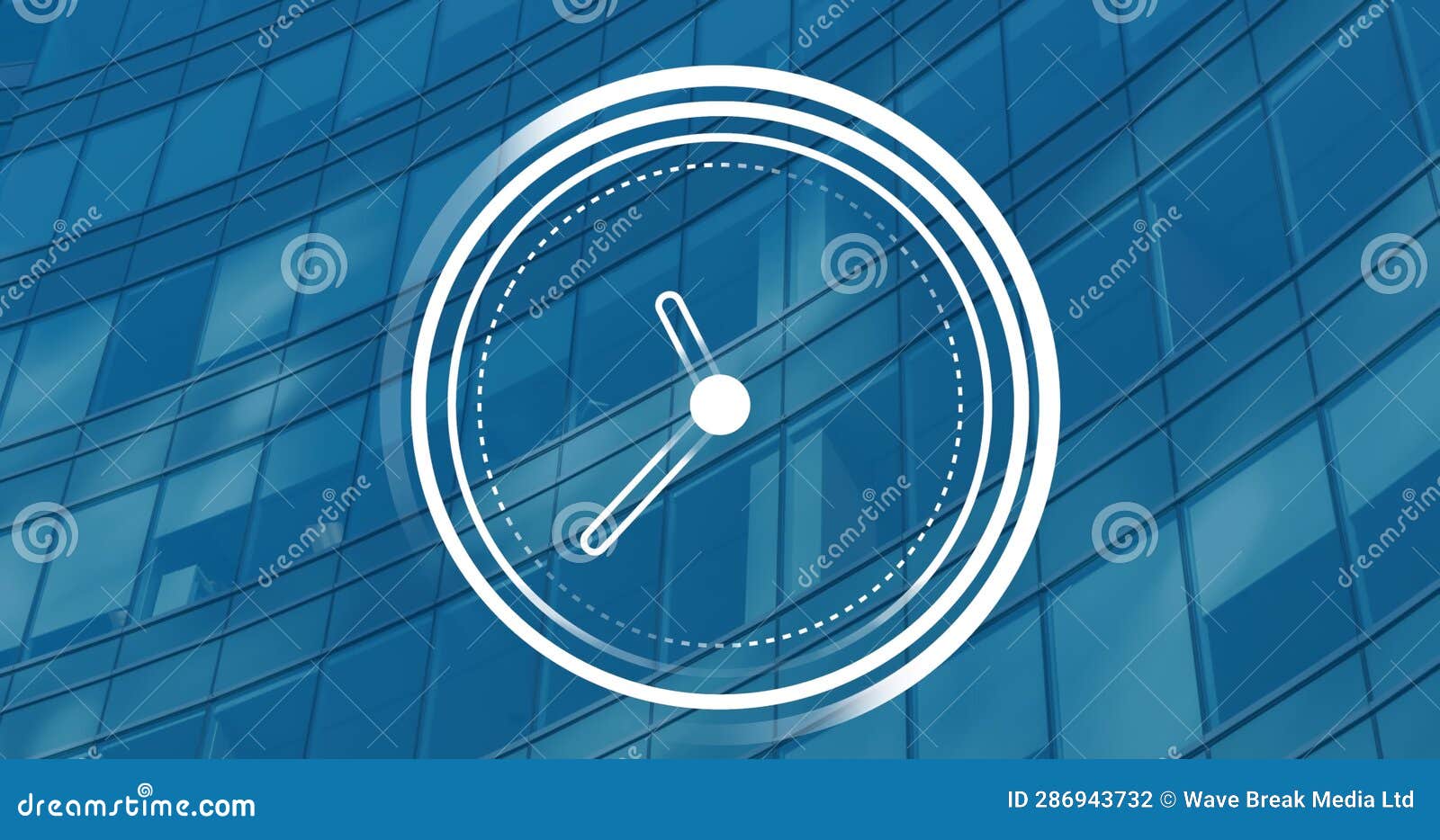 Image of Ticking Clock Icon Against View of Tall Building Stock Photo ...