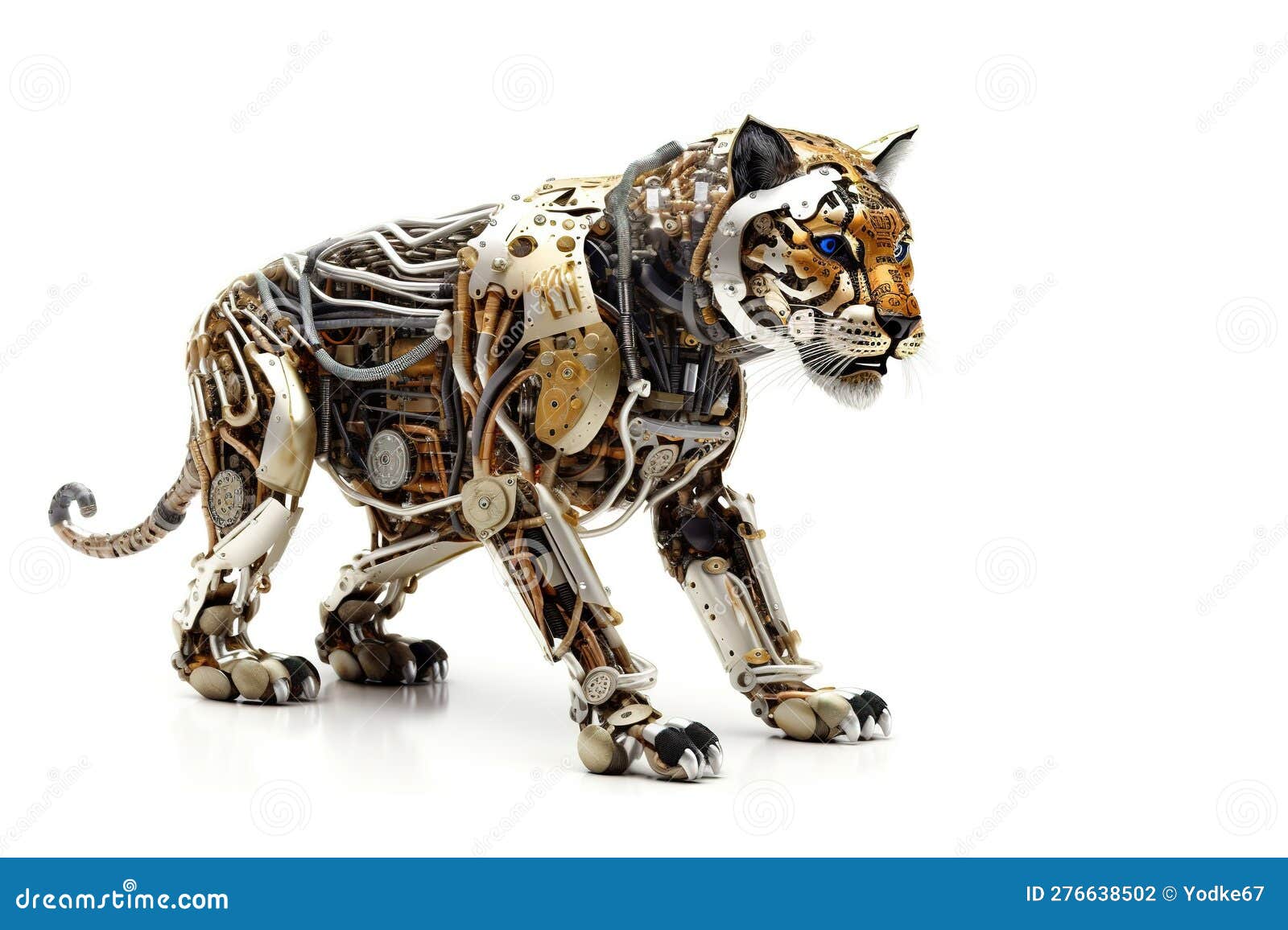 Image of a Tiger Modified into Electronics Robot on a White Background ...
