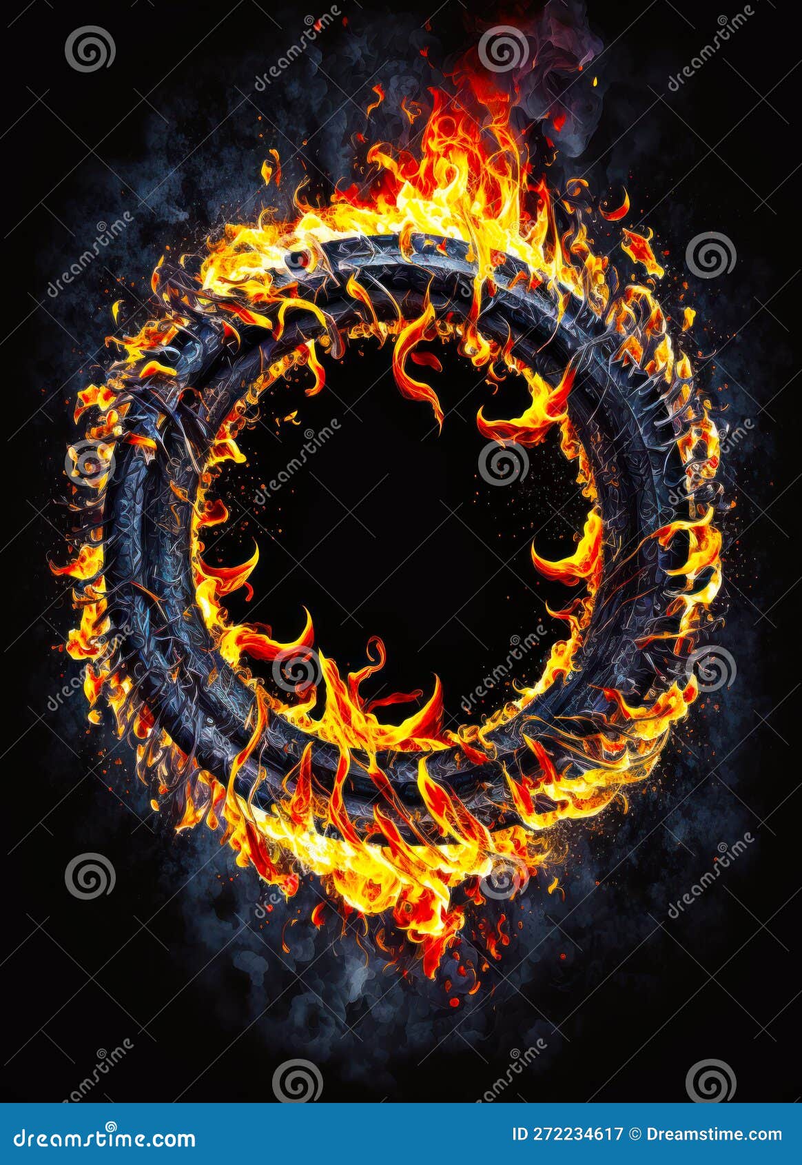 An Image of Tire on Fire in the Shape of Circle. Generative AI Stock ...