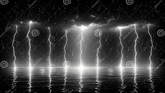 Isolated Lightning Strike and Thunder Clipart on Dark Background Stock ...