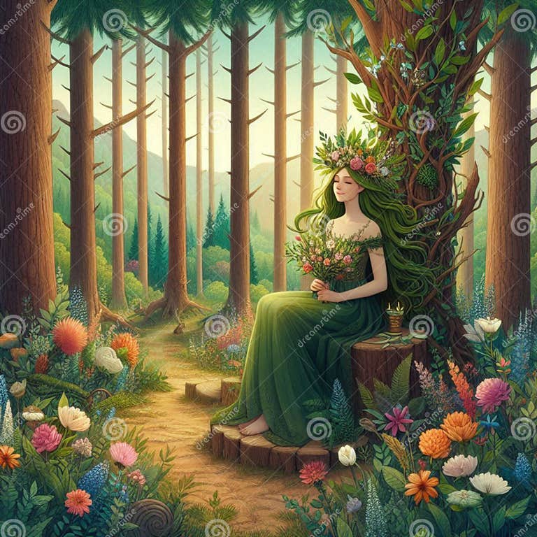 Woman Trees Royalty Stock Illustration Illustration Of Scene 332572940