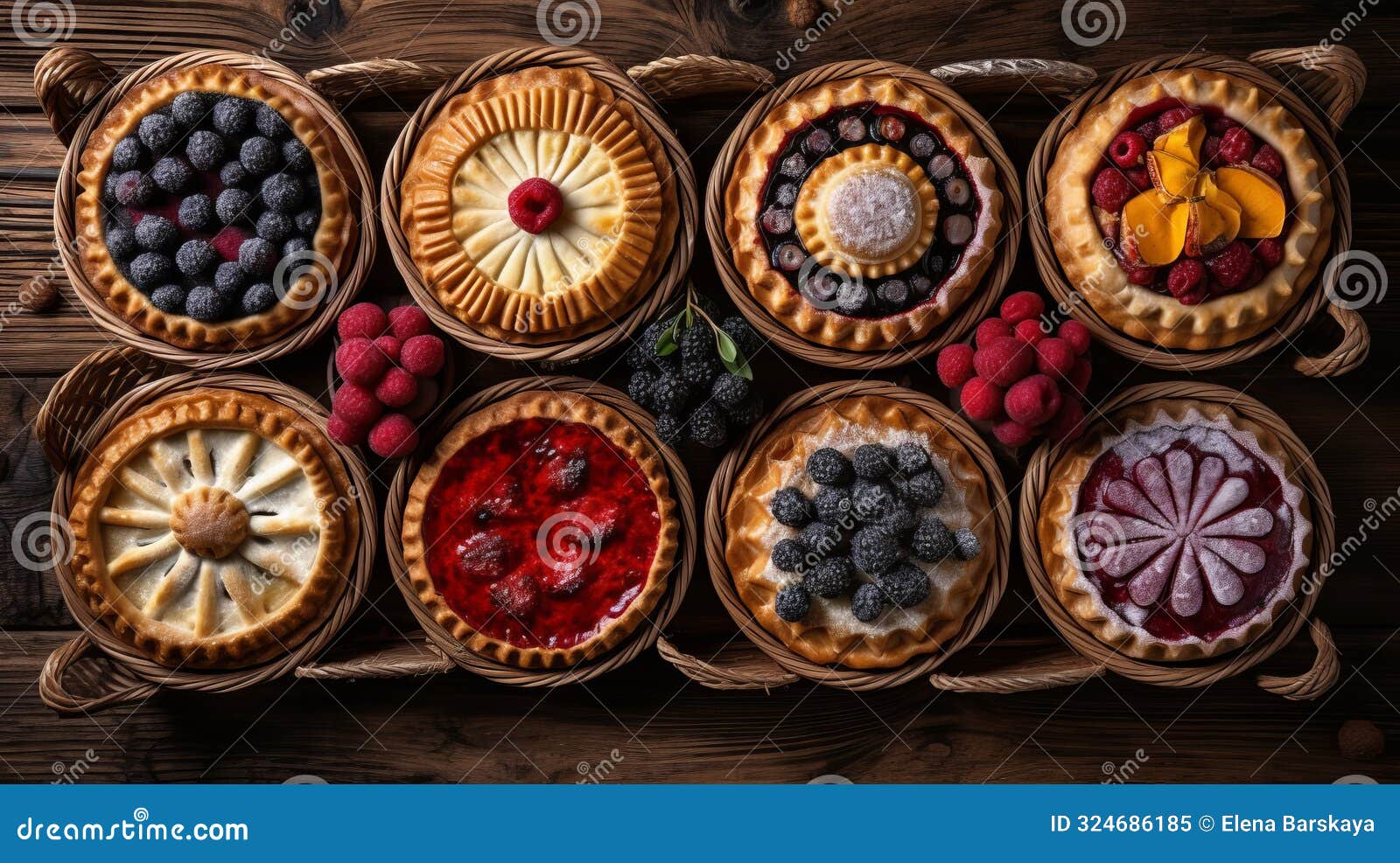 A Table Full of Different Types of Pies and Fruit Stock Image - Image ...