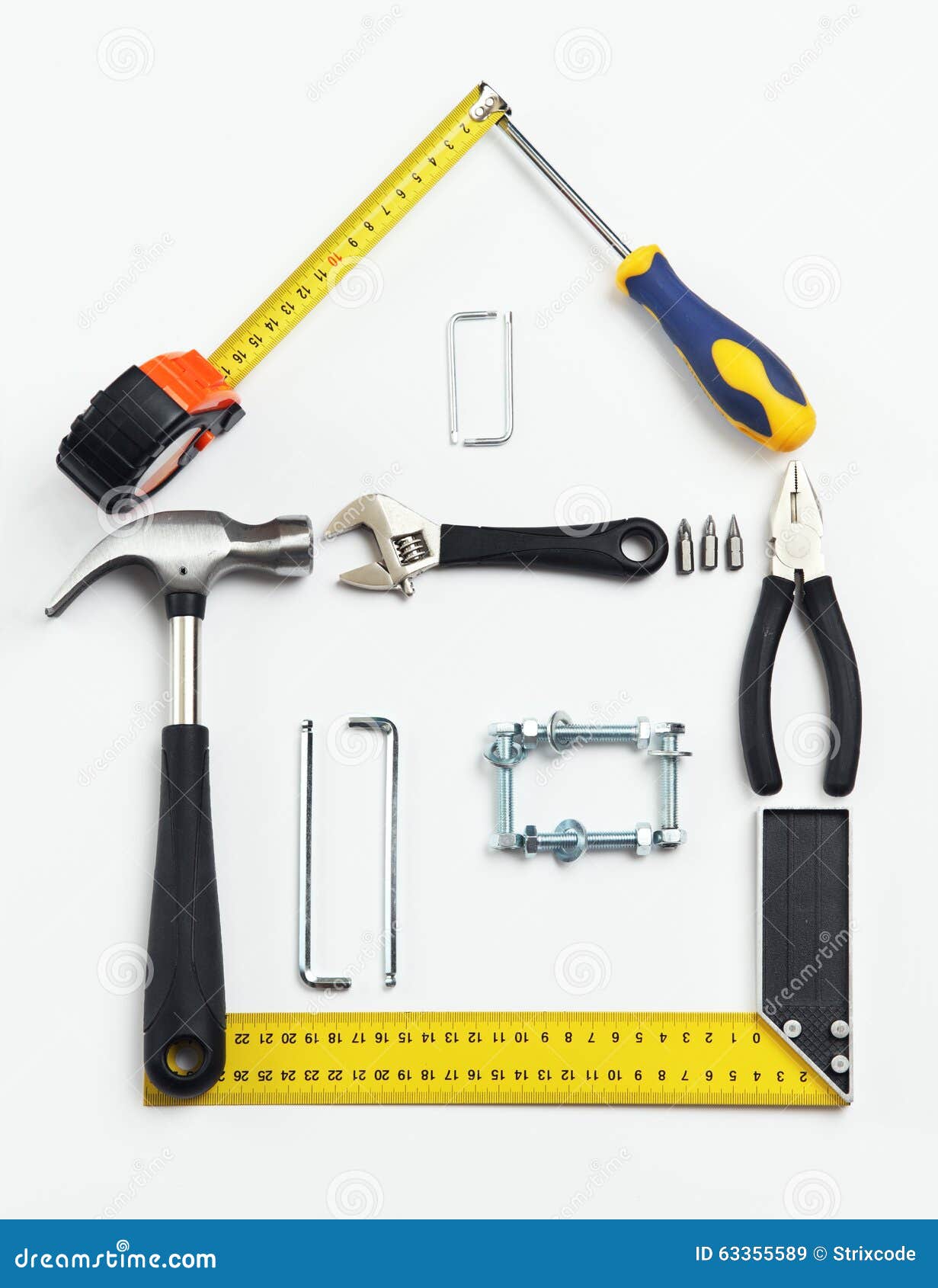 Image of Tools in Shape of House Over White Background Stock Image ...