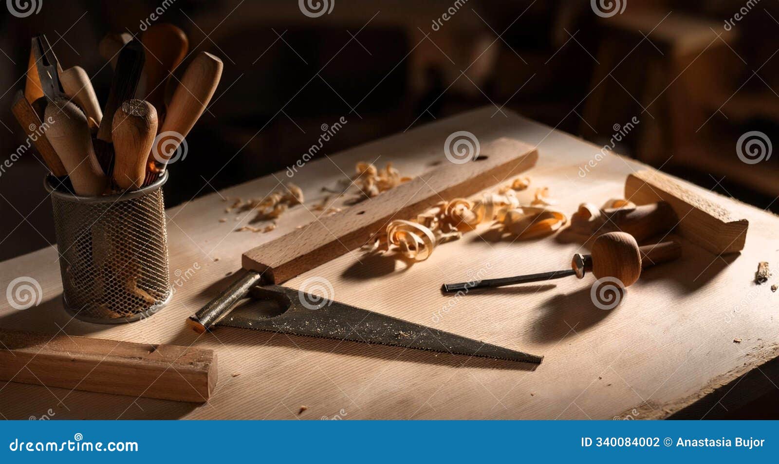 Workplace of a Carpenter or Joiner with Tools for Working with Wood ...