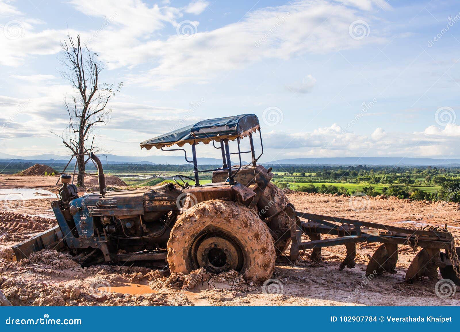 The Image of the Tractor in the Mud Stock Photo - Image of farming ...