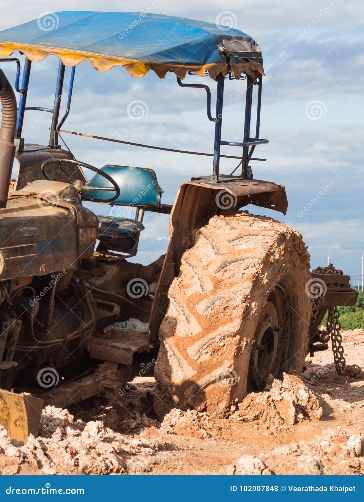 The Image of the Tractor in the Mud Stock Photo - Image of spring, farm ...