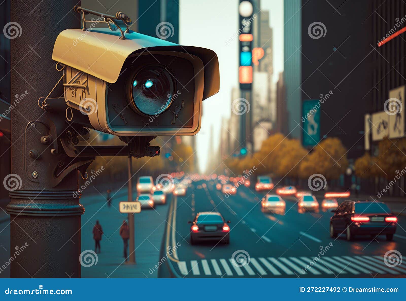 An Image of Traffic Camera on Pole. Generative AI Stock Illustration ...