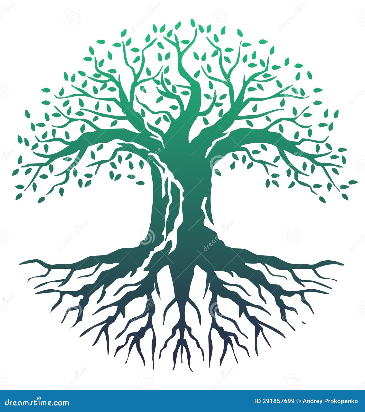 Image of a Tree with Crown and Roots Forming a Circle Stock Vector ...