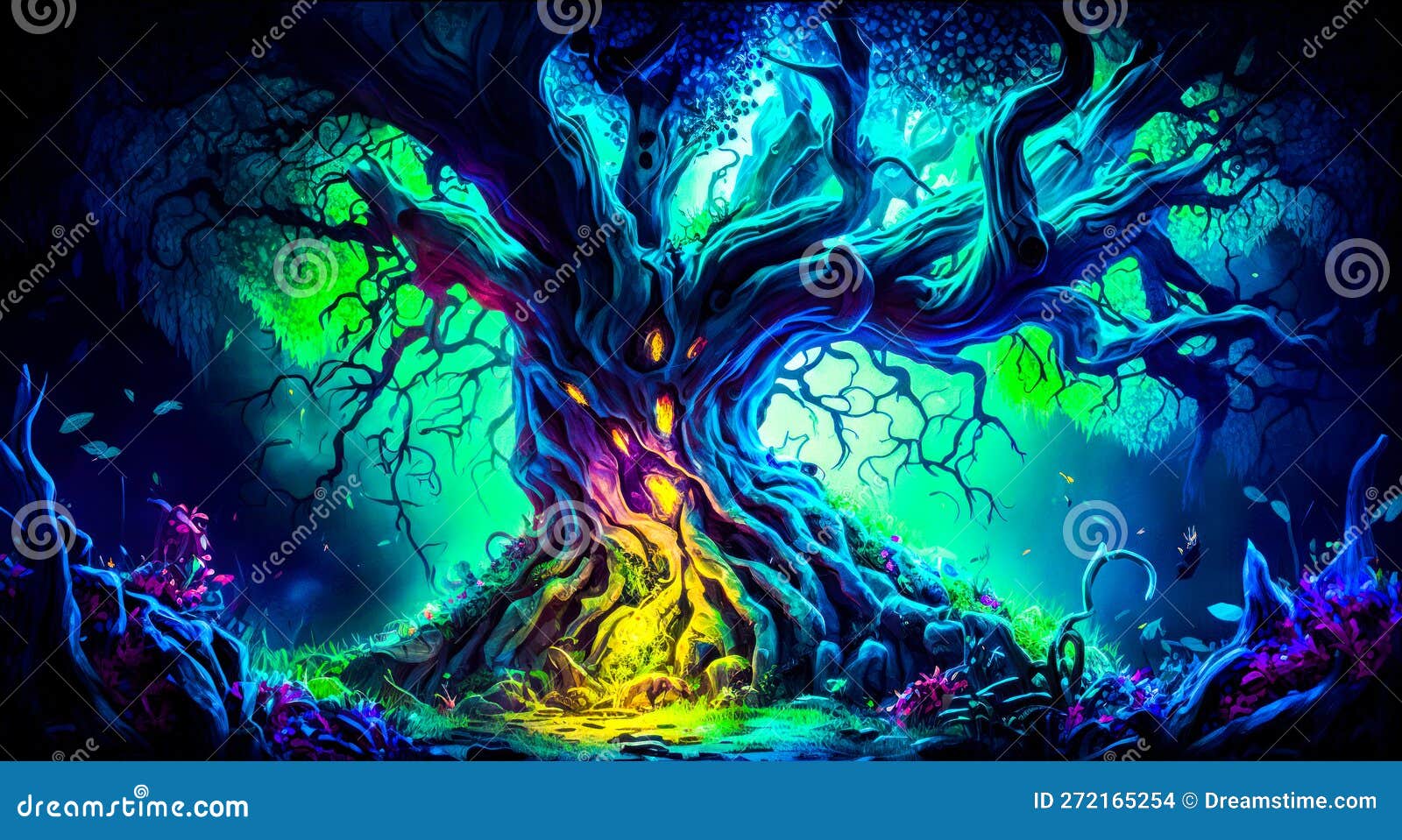 An Image of Tree with Glowing Lights. Generative AI Stock Illustration ...