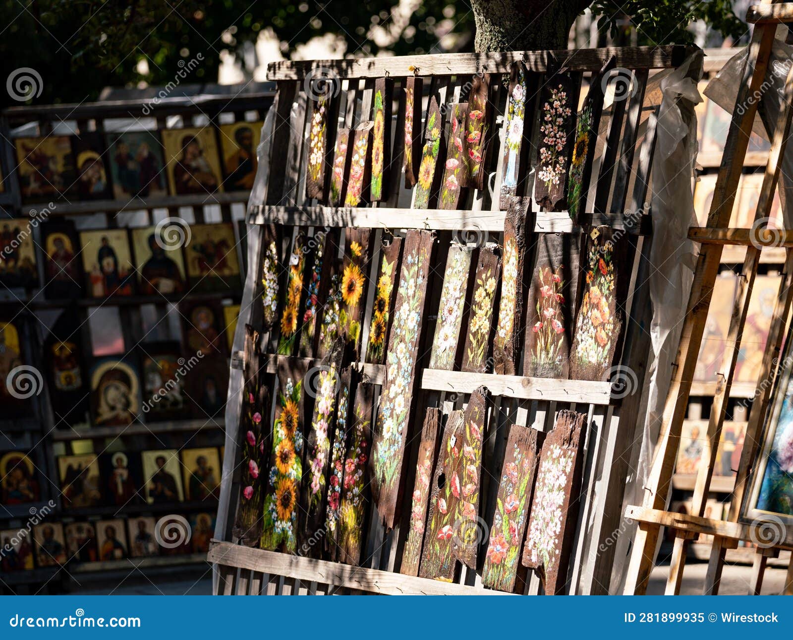 Some Very Pretty Religious Items by a Tree on a Street Editorial Image ...