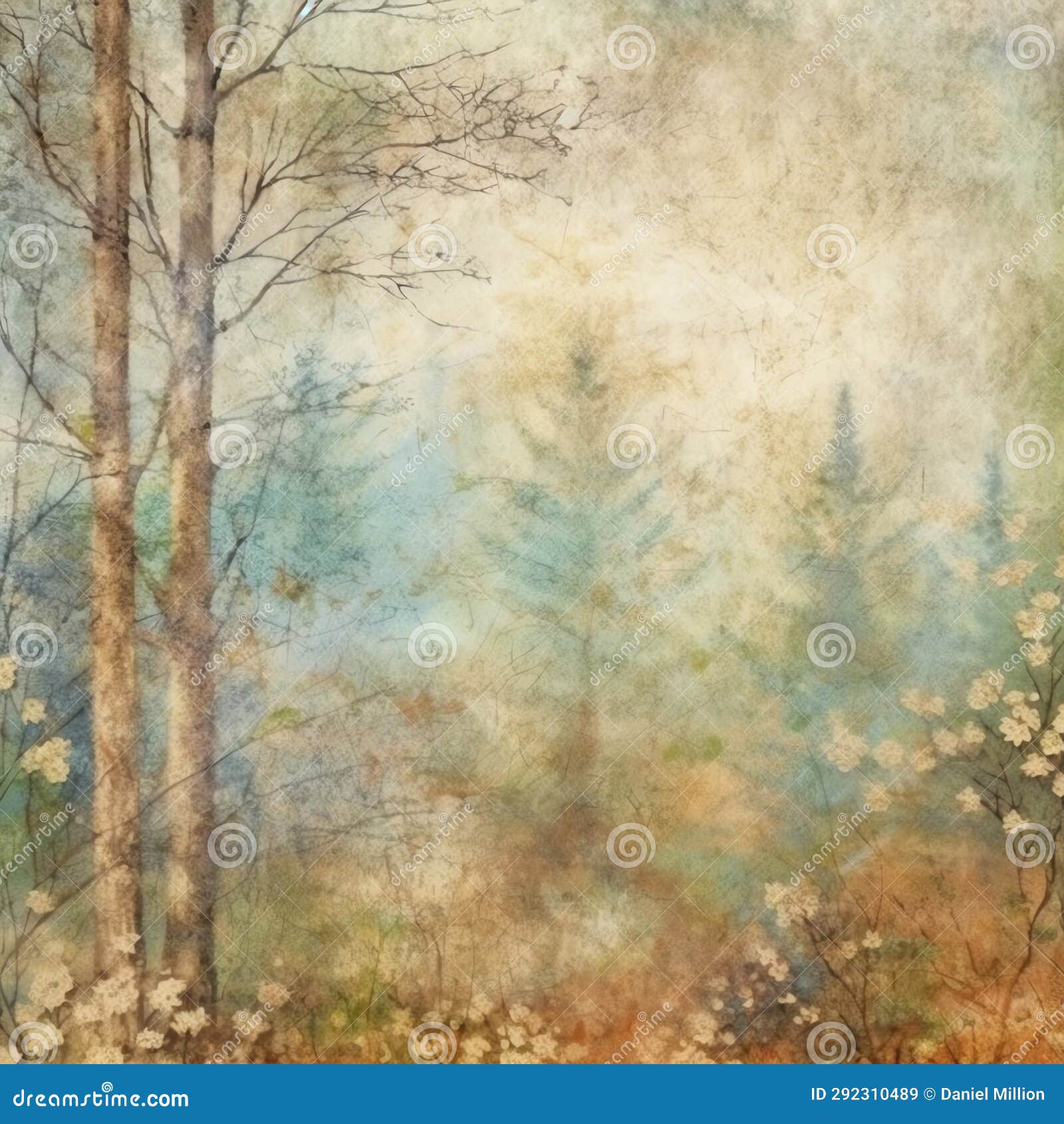 Tree Old Paper, Vintage Digital Paper Stock Illustration - Illustration ...