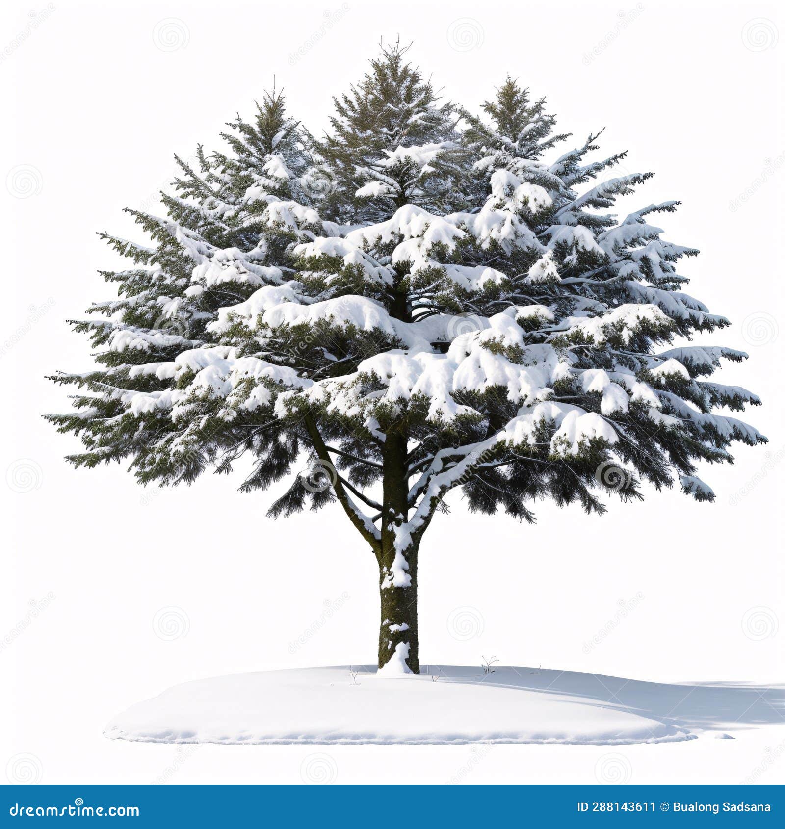 Tree in the Snow on a Cutout. Stock Illustration - Illustration of ...