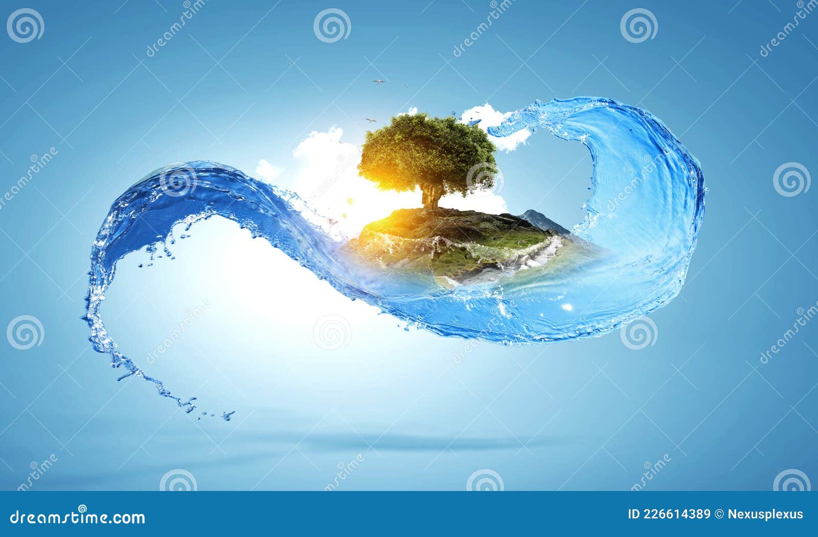 Image of tree on the wave stock image. Image of tree - 226614389