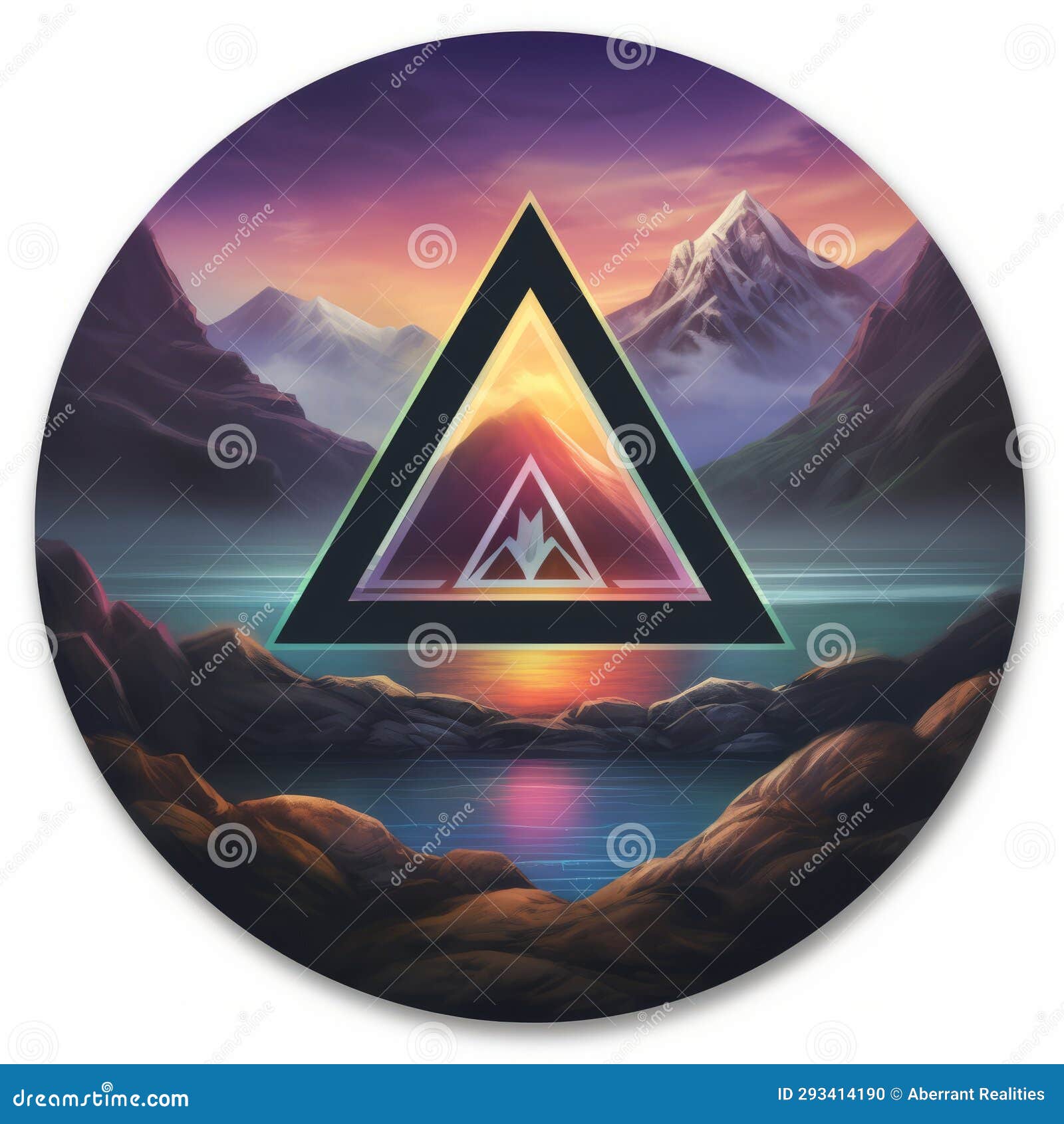 An Image of a Triangle with Mountains and Water in the Background Stock ...