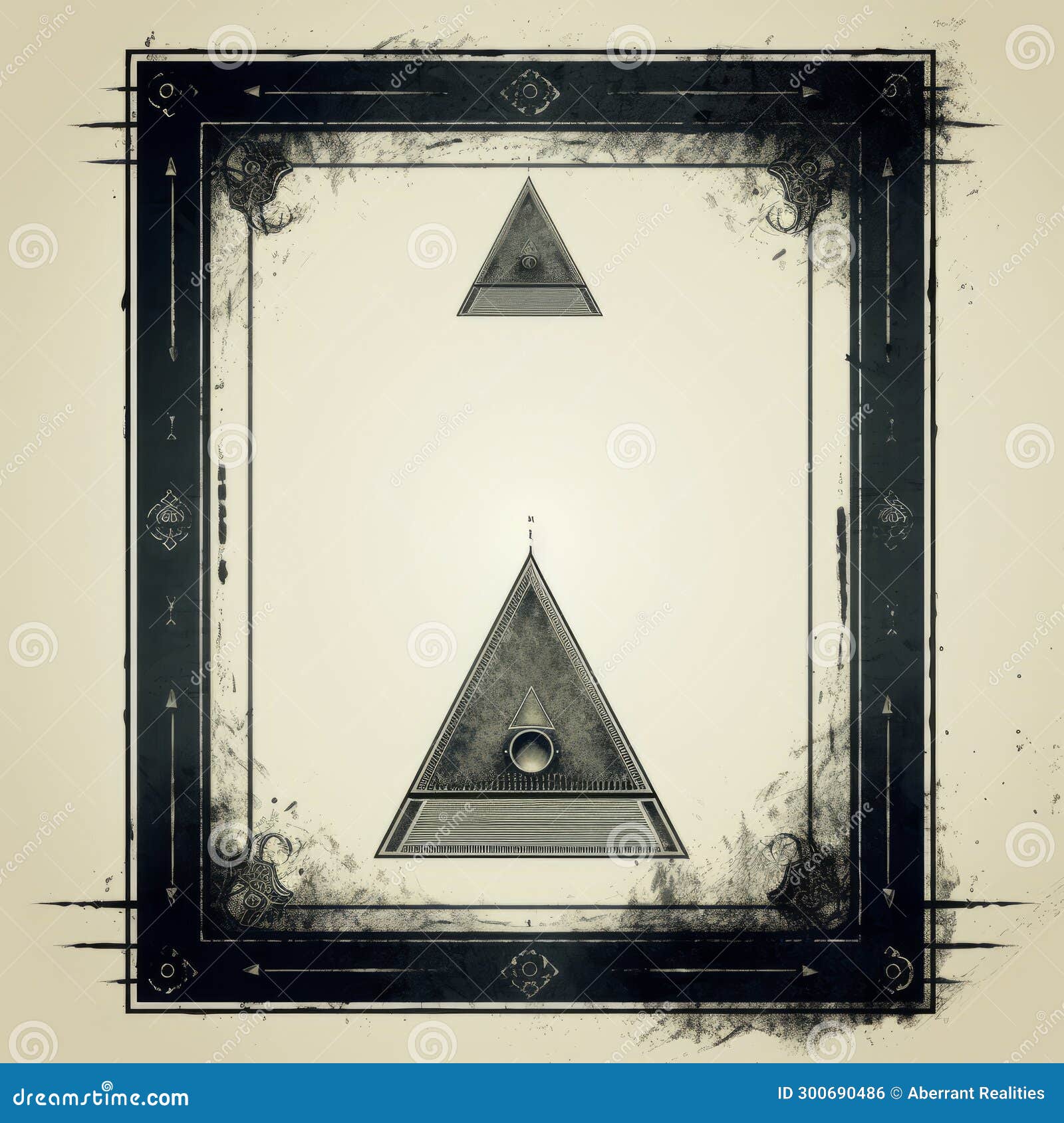 An Image of a Triangle and a Pyramid in a Frame Stock Illustration ...