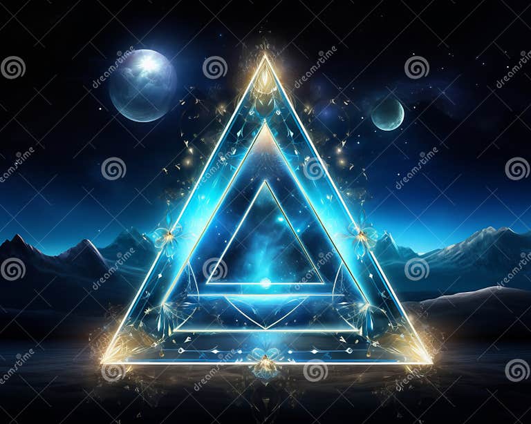 An Image of a Triangle with Stars and Planets in the Background Stock ...