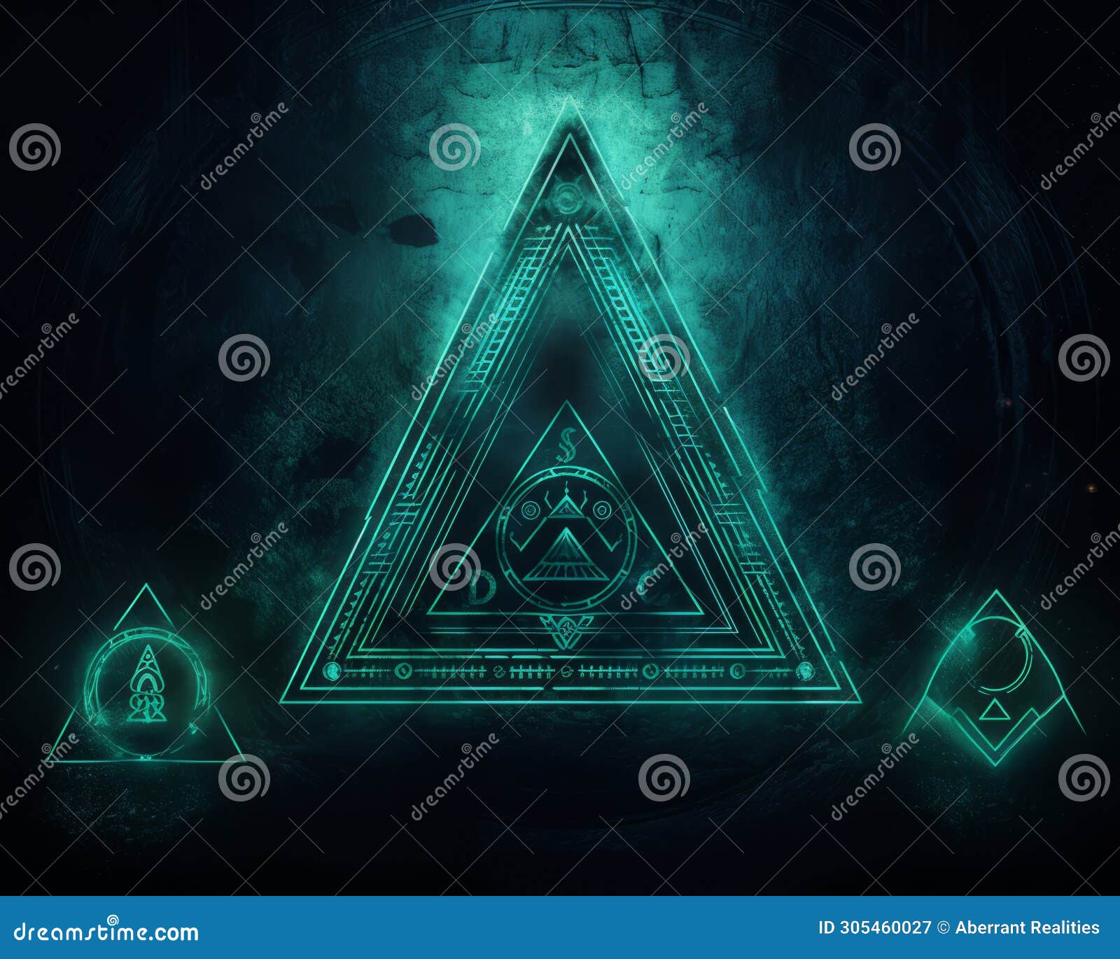 An Image of a Triangle with Three Symbols on it Stock Illustration ...