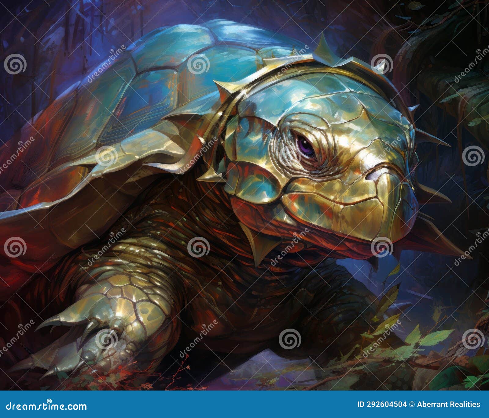An Image of a Turtle with Spikes on Its Head Stock Illustration ...
