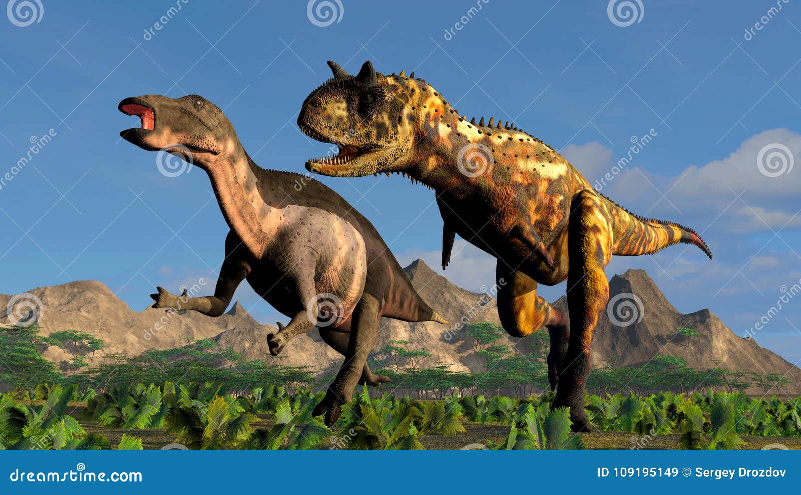 Two dinosaurs stock illustration. Illustration of history - 109195149