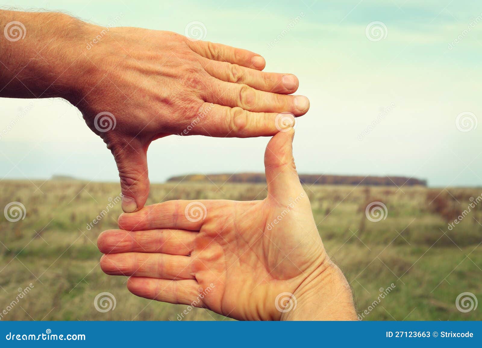 Image of Two Hands Framing Landscape Composition Stock Image - Image of ...