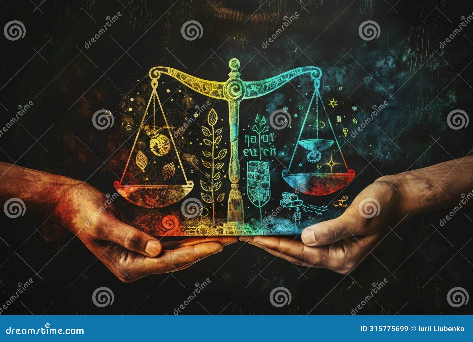 Two Hands Holding a Scale of Justice Stock Illustration - Illustration ...