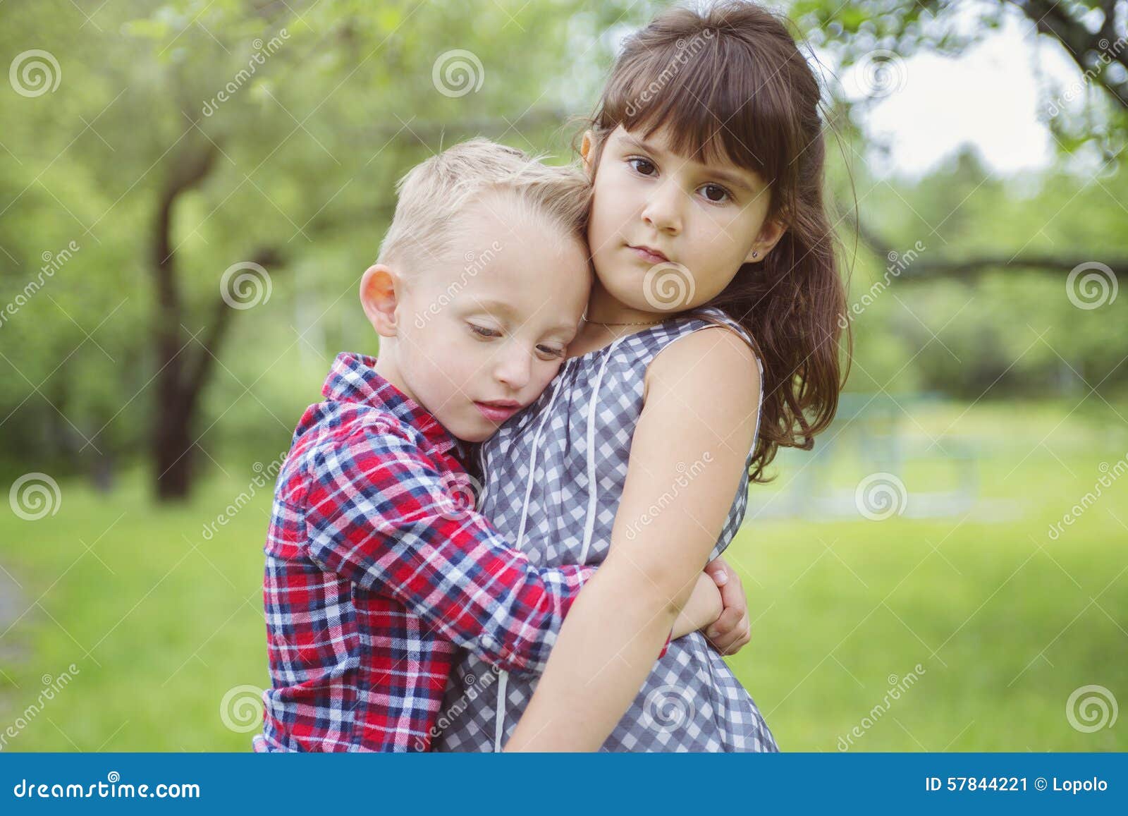 Image of Two Happy Children Having Fun in the Park Stock Image - Image ...