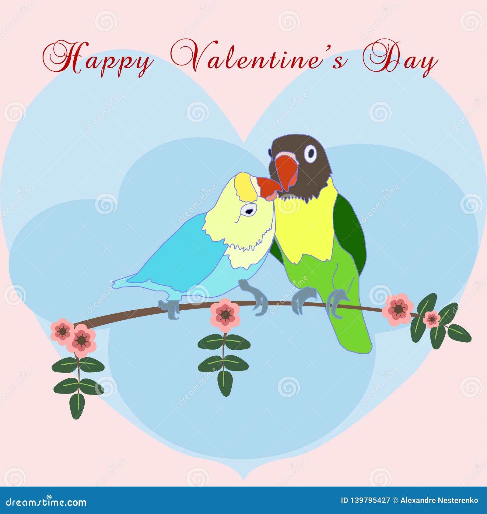 Image of Two Parrots in Love Stock Vector - Illustration of greeting ...
