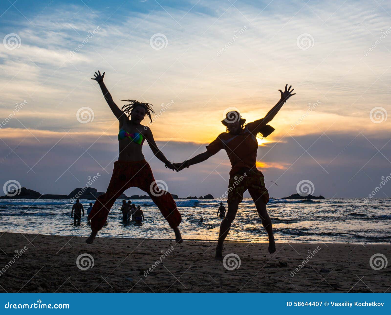 The Image of Two People in Love at Sunset Stock Image - Image of ...