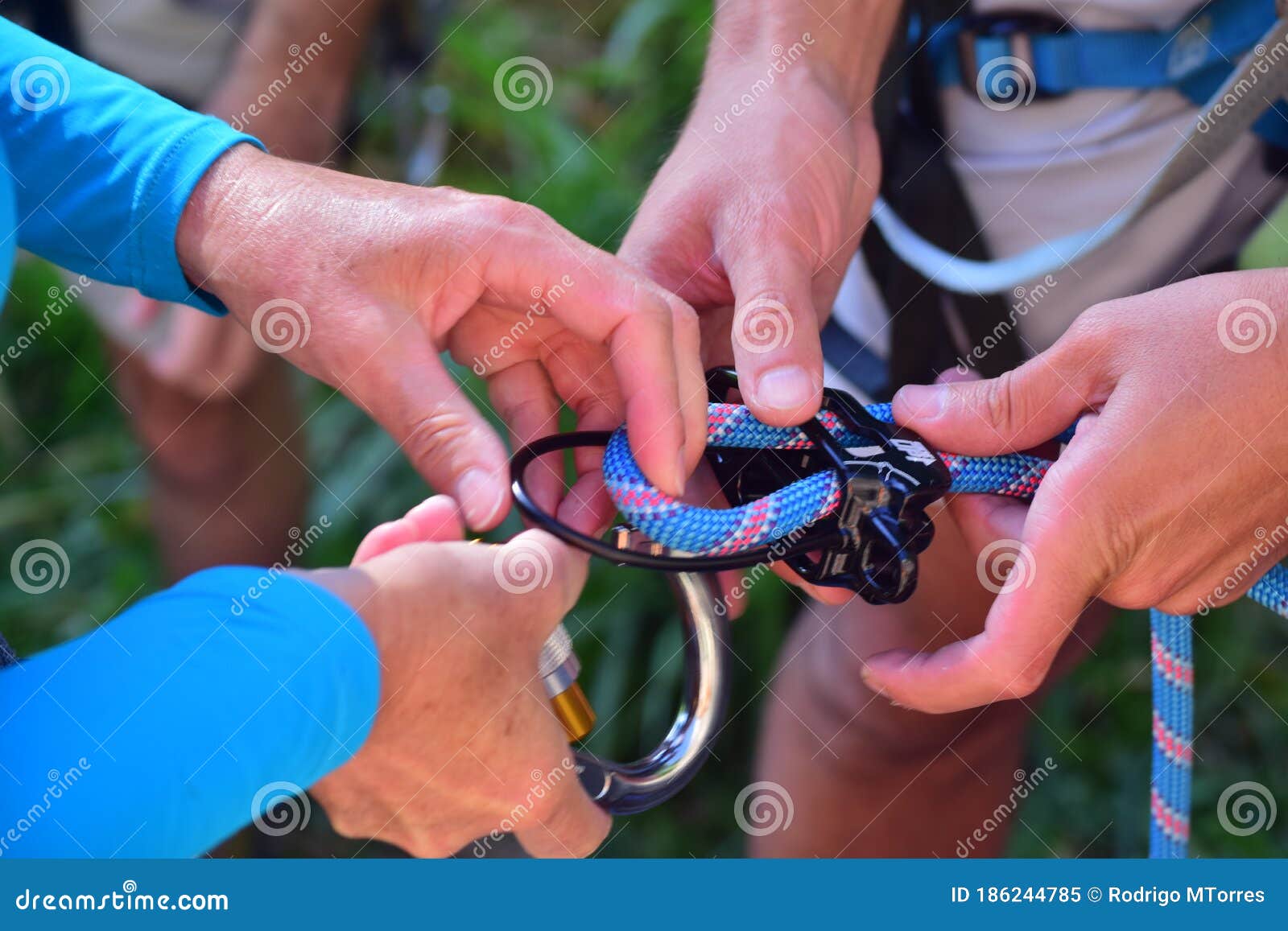 Image of Two People Setting Up a Climbing Safety Stock Image - Image of ...
