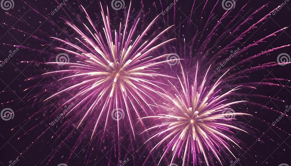 An Image of Two Pink Fireworks Exploding in the Night Sky. the ...