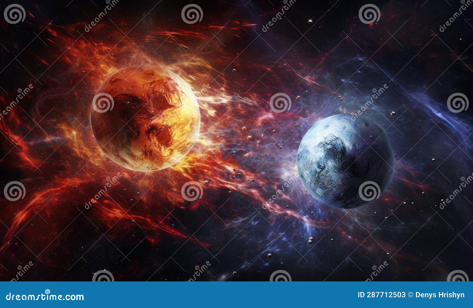 Photo of Two Planets in Outer Space Stock Illustration - Illustration ...