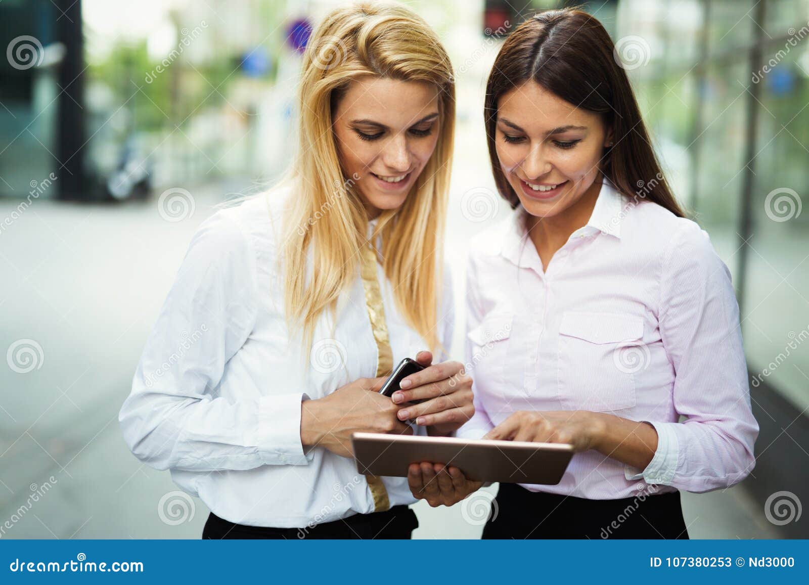 Image of Two Successful Business Partners Working at Meeting Stock ...