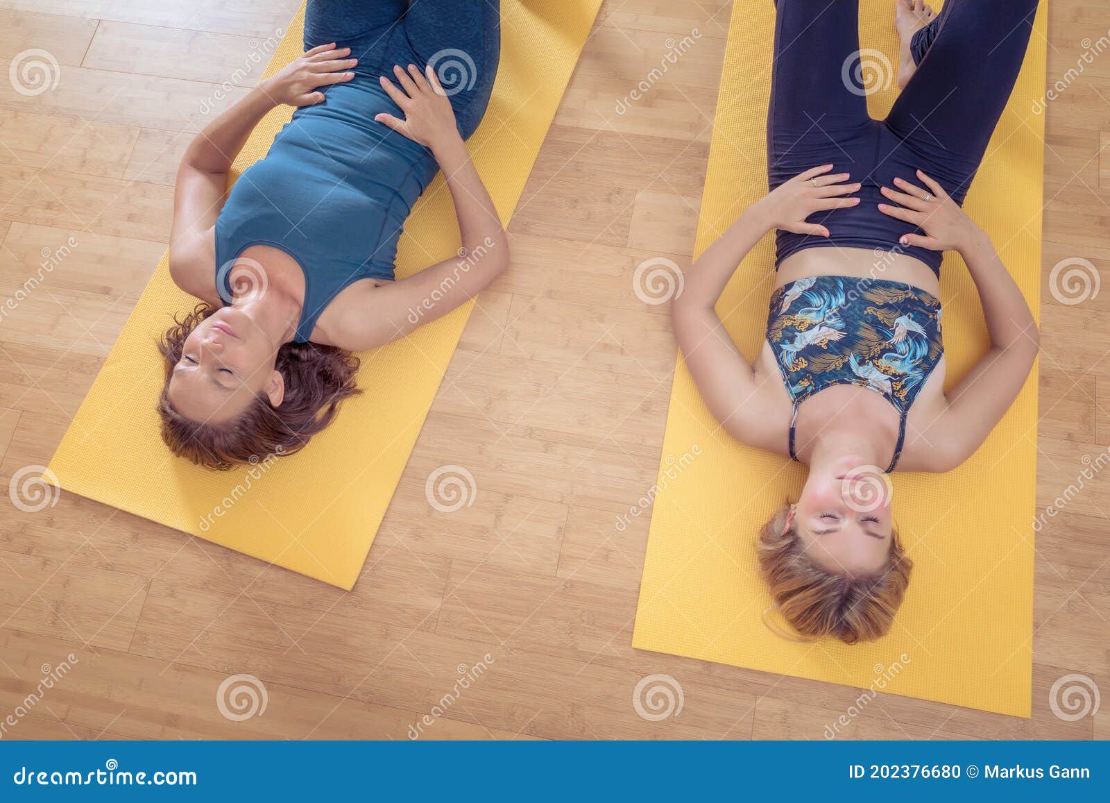 Two Women Doing Yoga at Home Stock Photo - Image of position, pilates ...