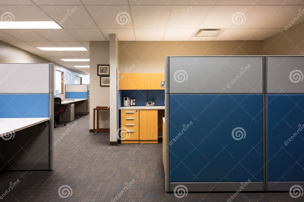 Image of Two Workspace Cubicles, Side by Side Stock Photo - Image of ...