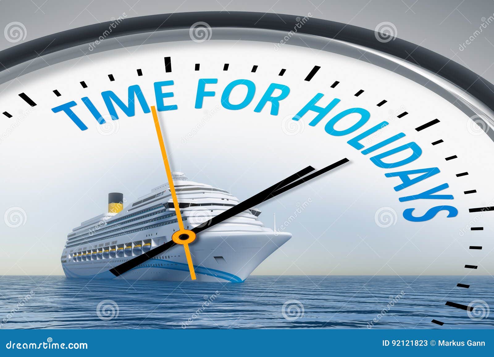 Clock with Text Time for Holidays Stock Illustration - Illustration of ...