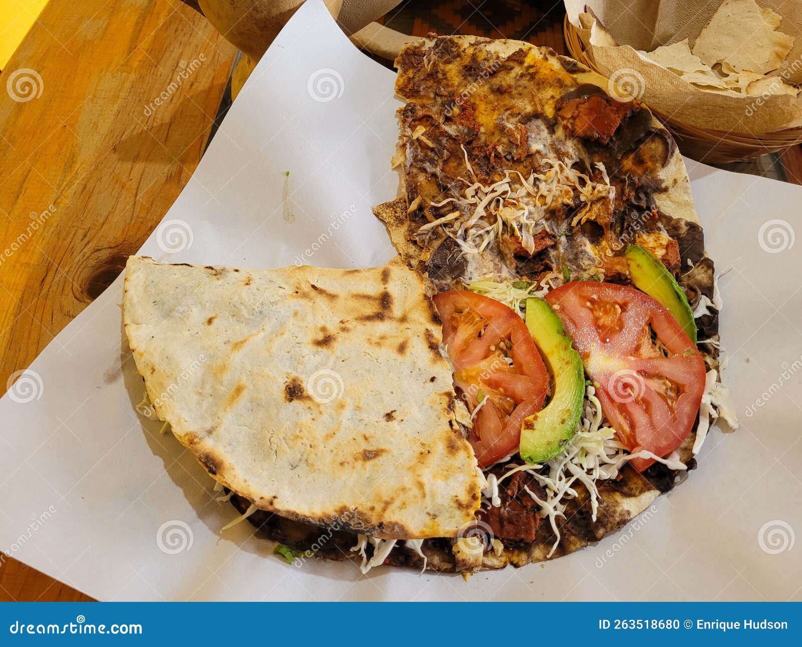 Image of a Typical Oaxacan Dish Called Tlayuda with Spicy Meat Stock ...
